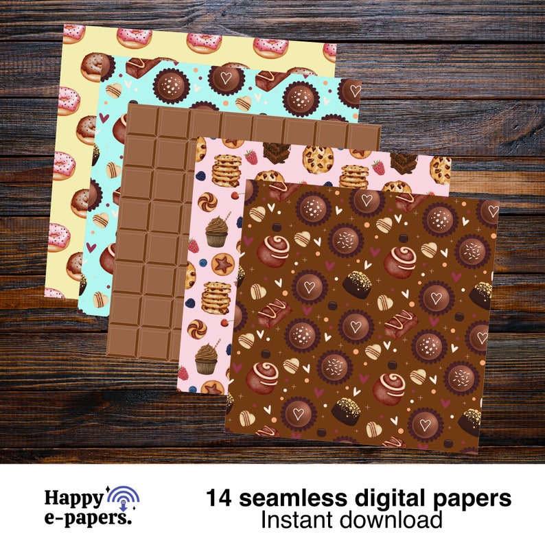 Sweets and Chocolates Digital Papers, Digital Seamless Paper, Donuts ...