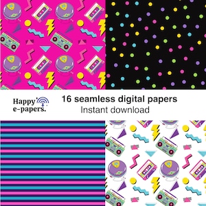Retro 90's and 80's Digital Papers, Digital Seamless Paper, 90s ...