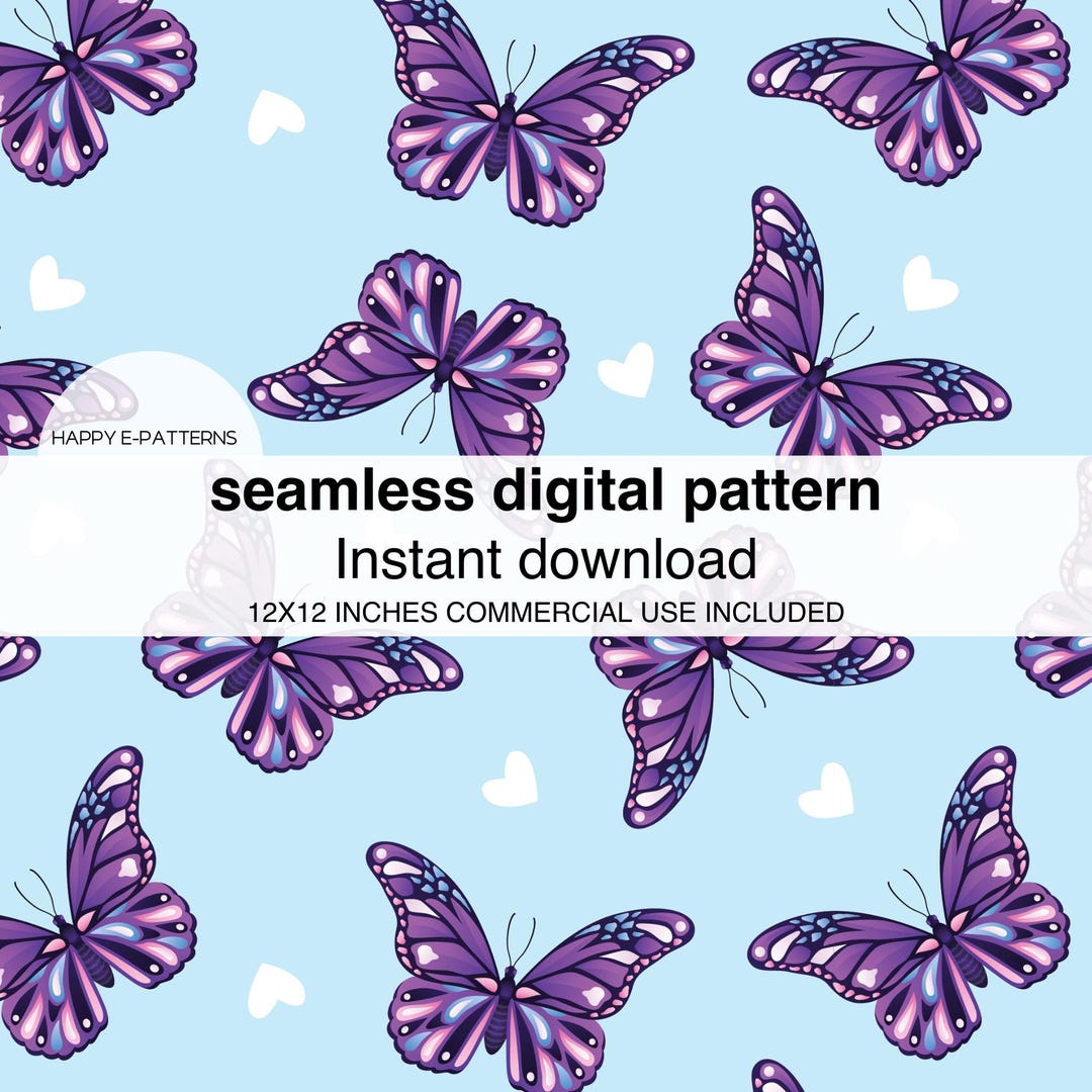 Purple Butterfly Seamless Digital Paper, Instant Download for ...