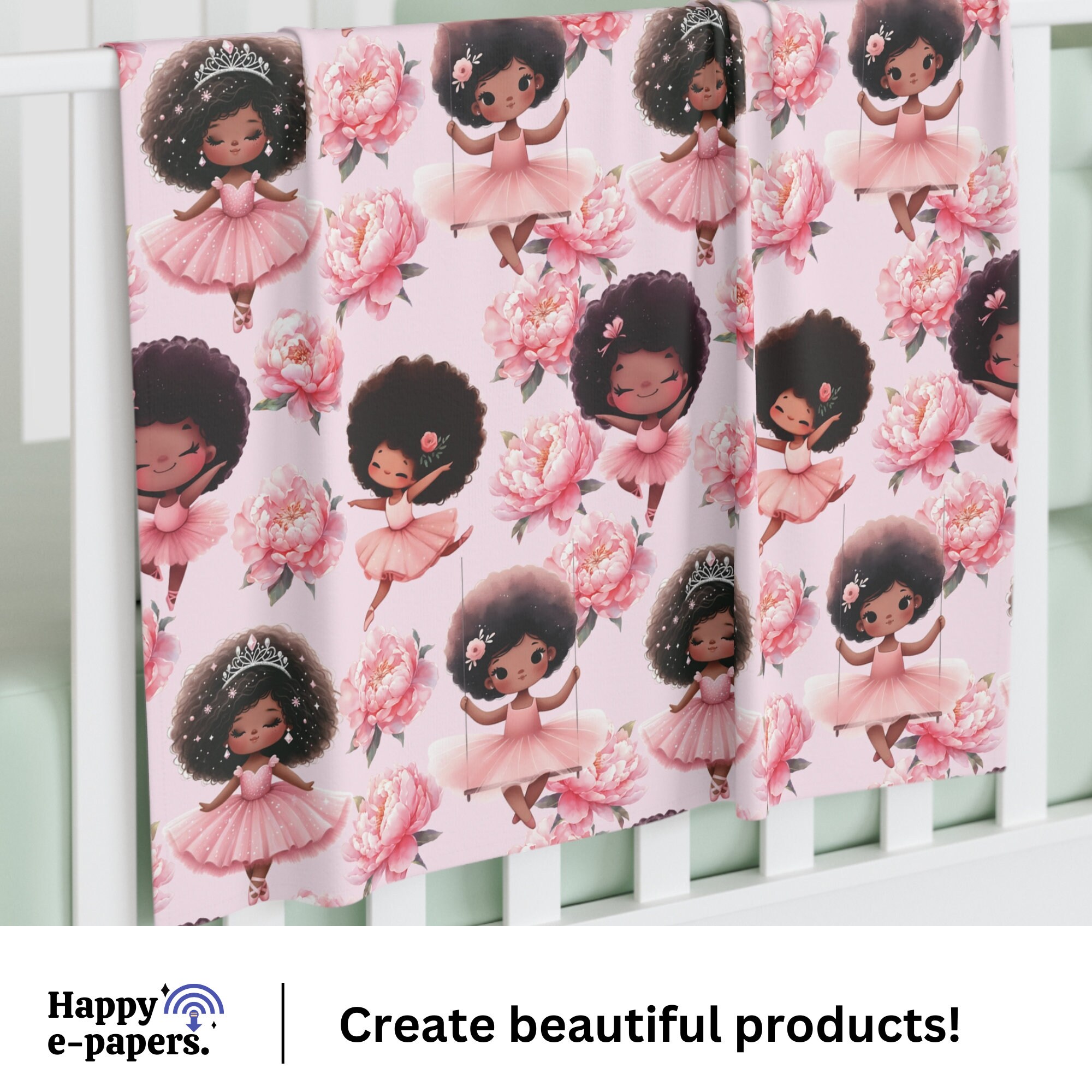 African American Ballerina Girl Digital Paper, Pink and Silver Seamless ...