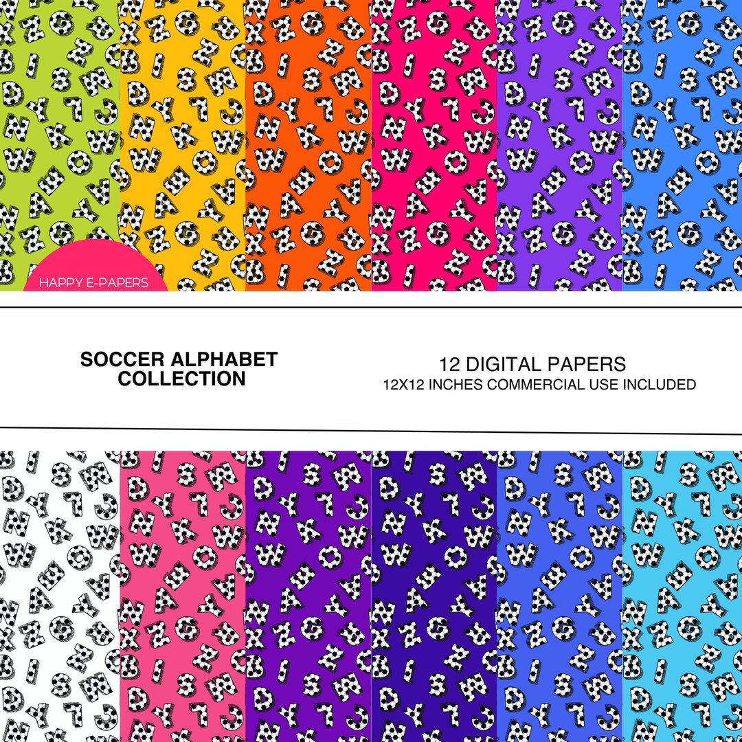 Soccer Alphabet Seamless Digital Papers, Soccer Seamless Paper ...