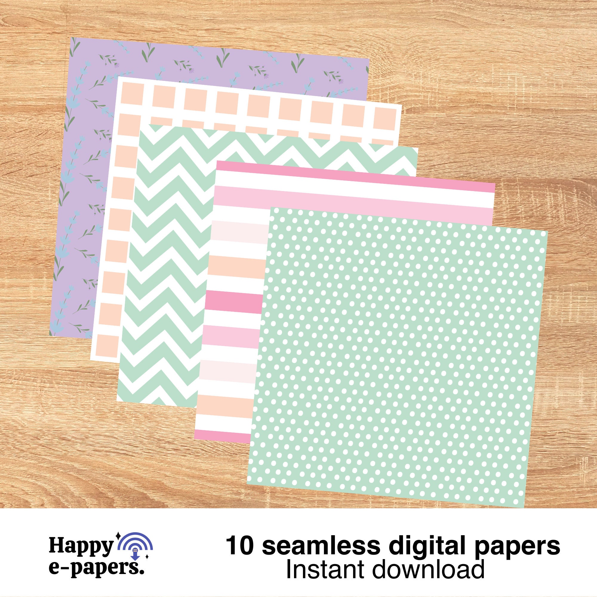 Floral Digital Papers, Digital Seamless Paper, Lilac, Peach, Green ...