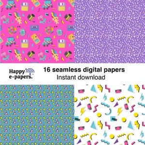 Retro 90's and 80's Digital Papers, Digital Seamless Paper, 90s ...