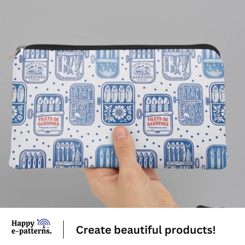 Vintage Sardine Can Seamless Patter, Blue Nautical Digital Paper PNG ...