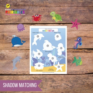 Bilingual Shadow Matching Game, Sea Animals Printable, Homeschool ...