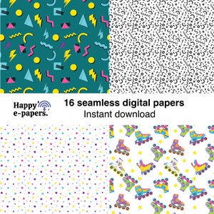 Retro 90's and 80's Digital Papers, Digital Seamless Paper, 90s ...