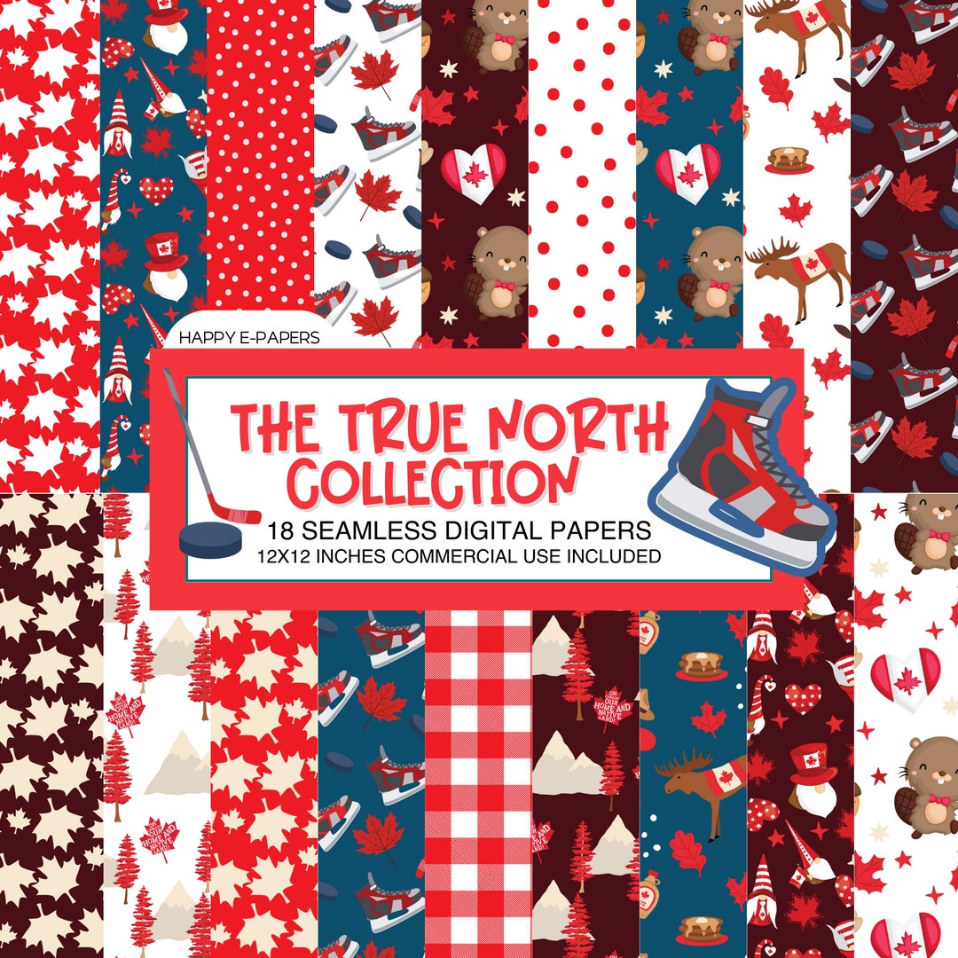 Canada Day Digital Patterns, Hockey Digital Paper, Beaver, Gnomes ...