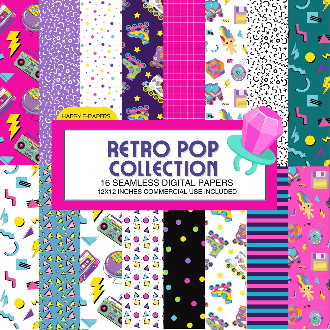 Retro 90's and 80's Digital Papers, Digital Seamless Paper, 90s ...