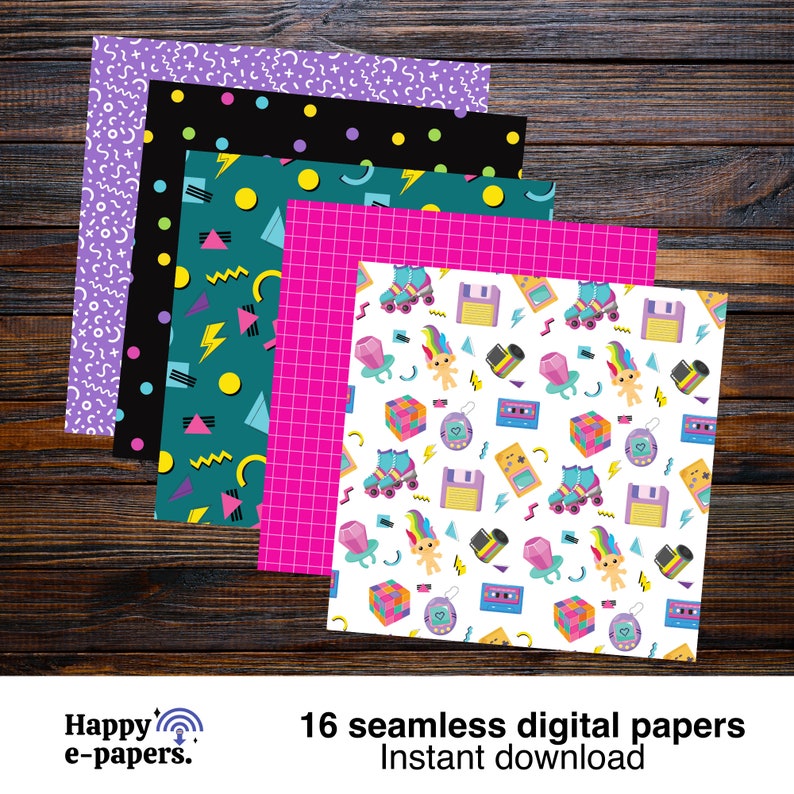 Retro 90's and 80's Digital Papers, Digital Seamless Paper, 90s ...