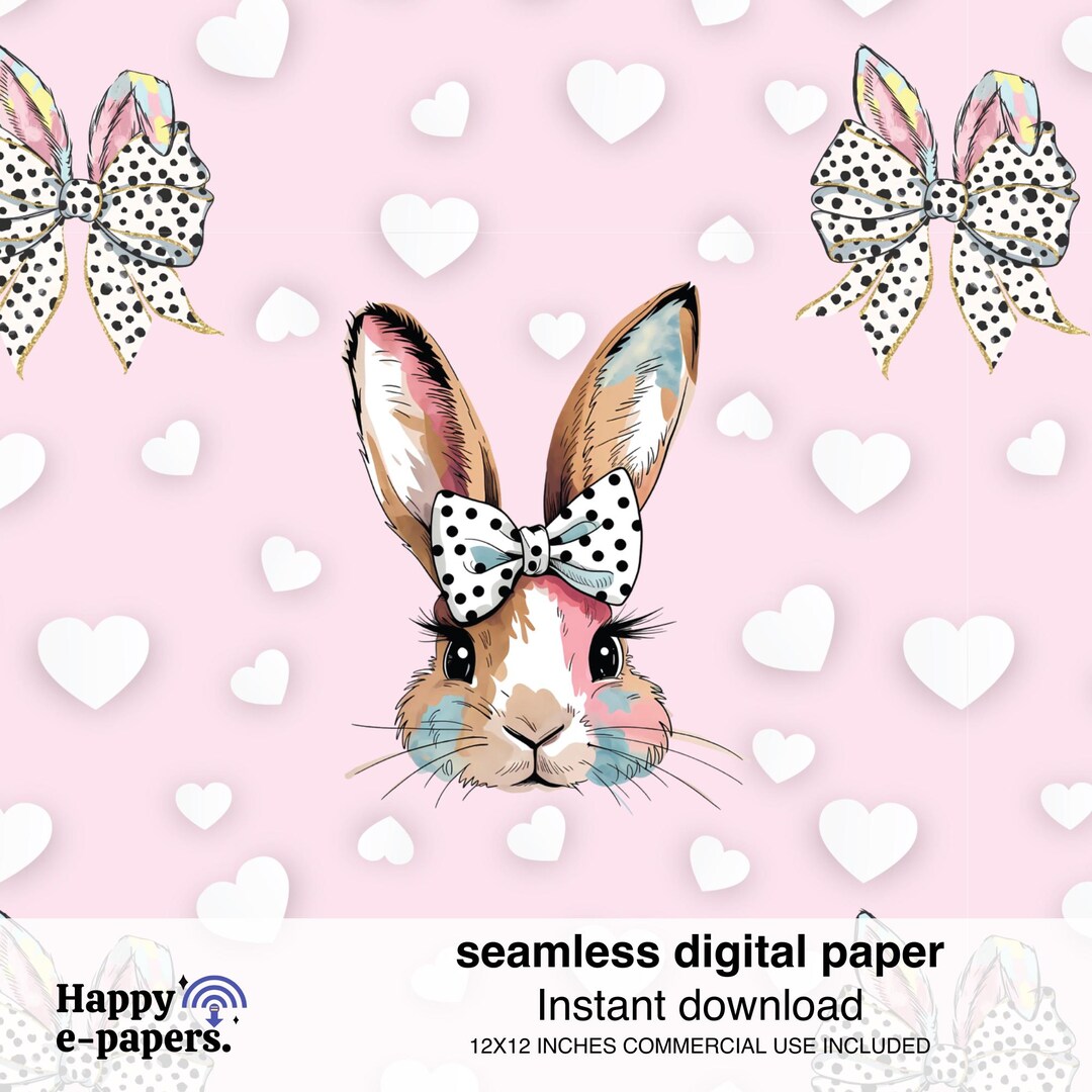 Coquette Bunny Digital Pattern, Coquette Easter Seamless, Bunny ...