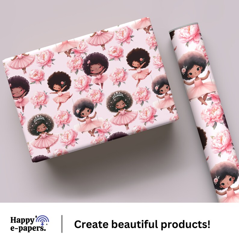 African American Ballerina Girl Digital Paper, Pink and Silver Seamless ...