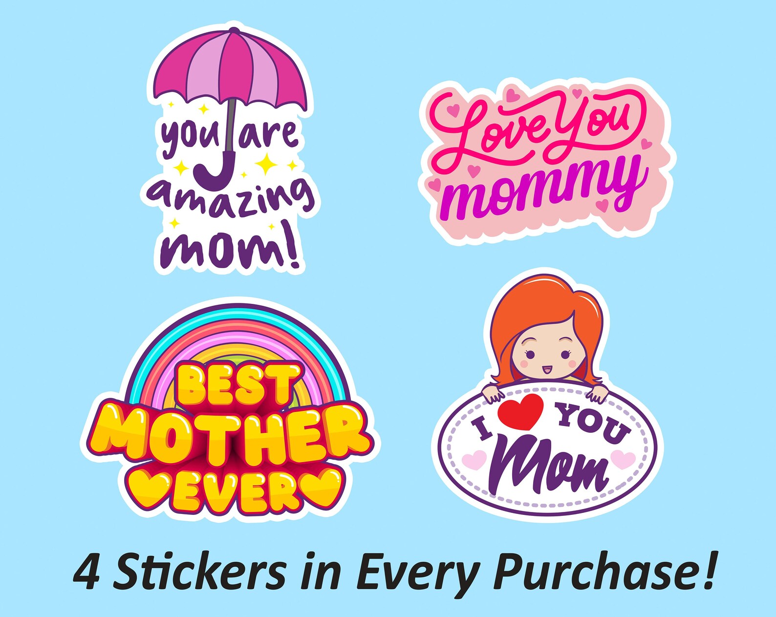 I Heart You Mom Sticker Bundle Gift for Mother's Day - Etsy