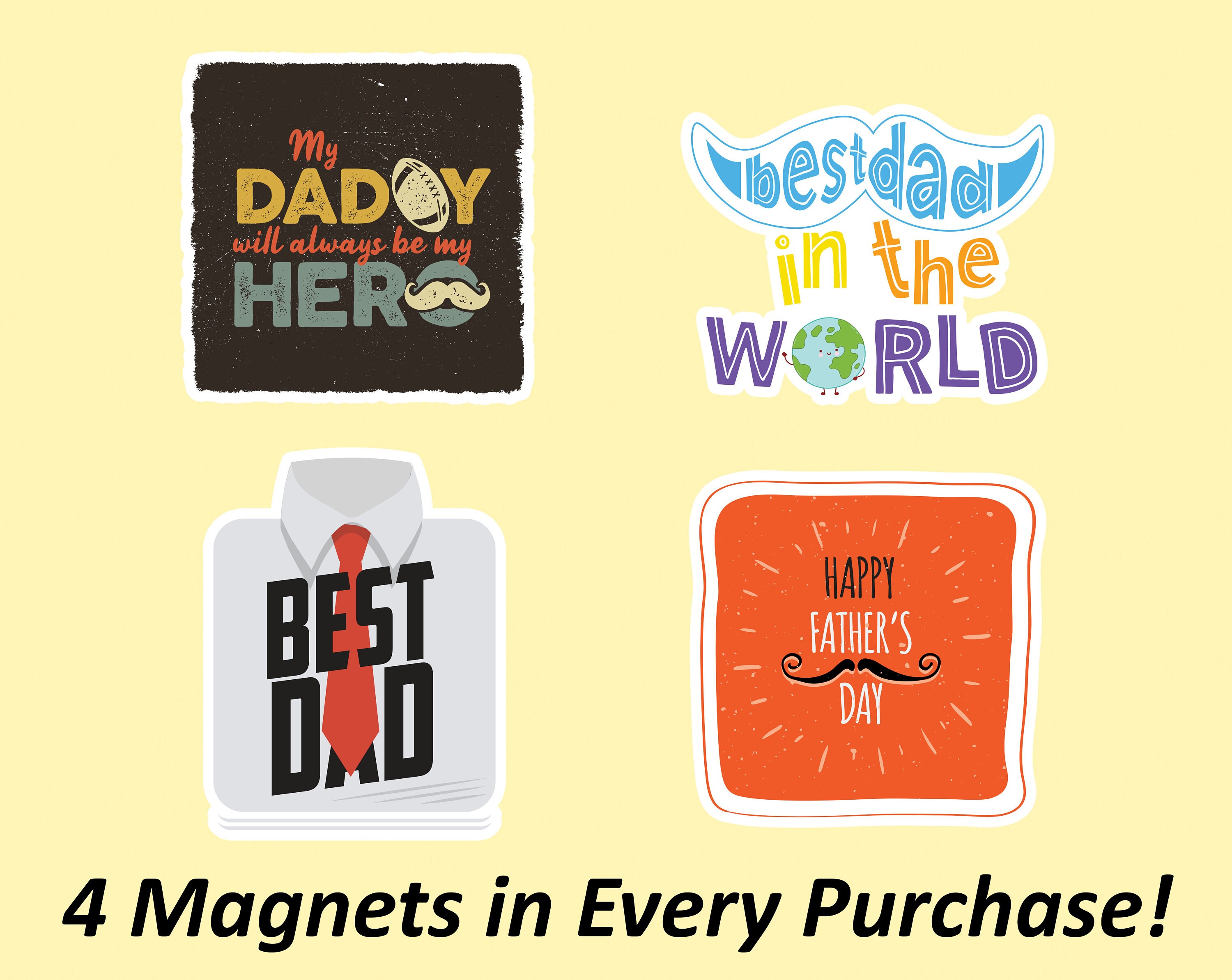 Best Dad Magnet Pack Dad Gift Papa Day Mini Fridge Magnet - Etsy
