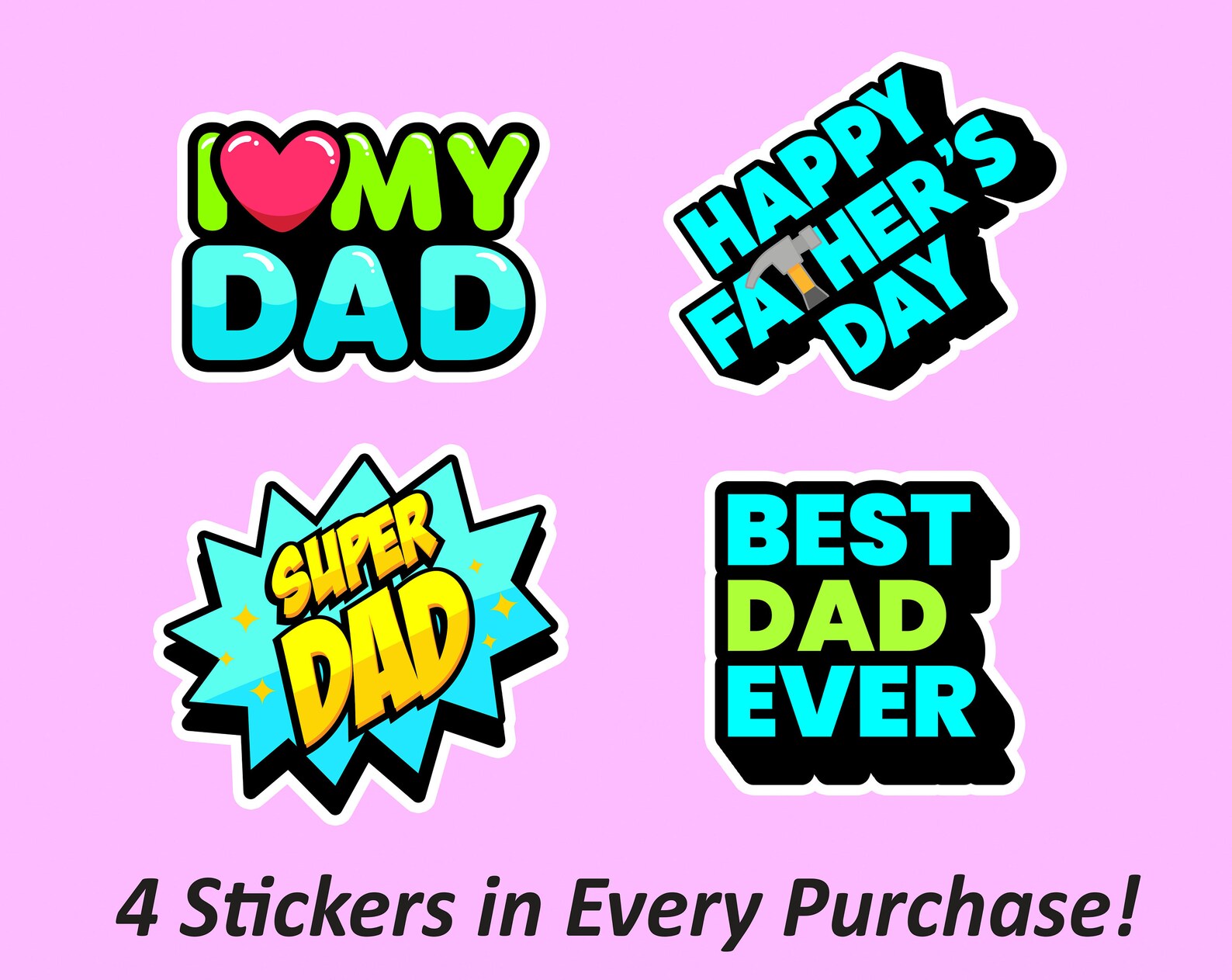Best Dad Ever Sticker Set Father's Day Gift For Dad | Etsy