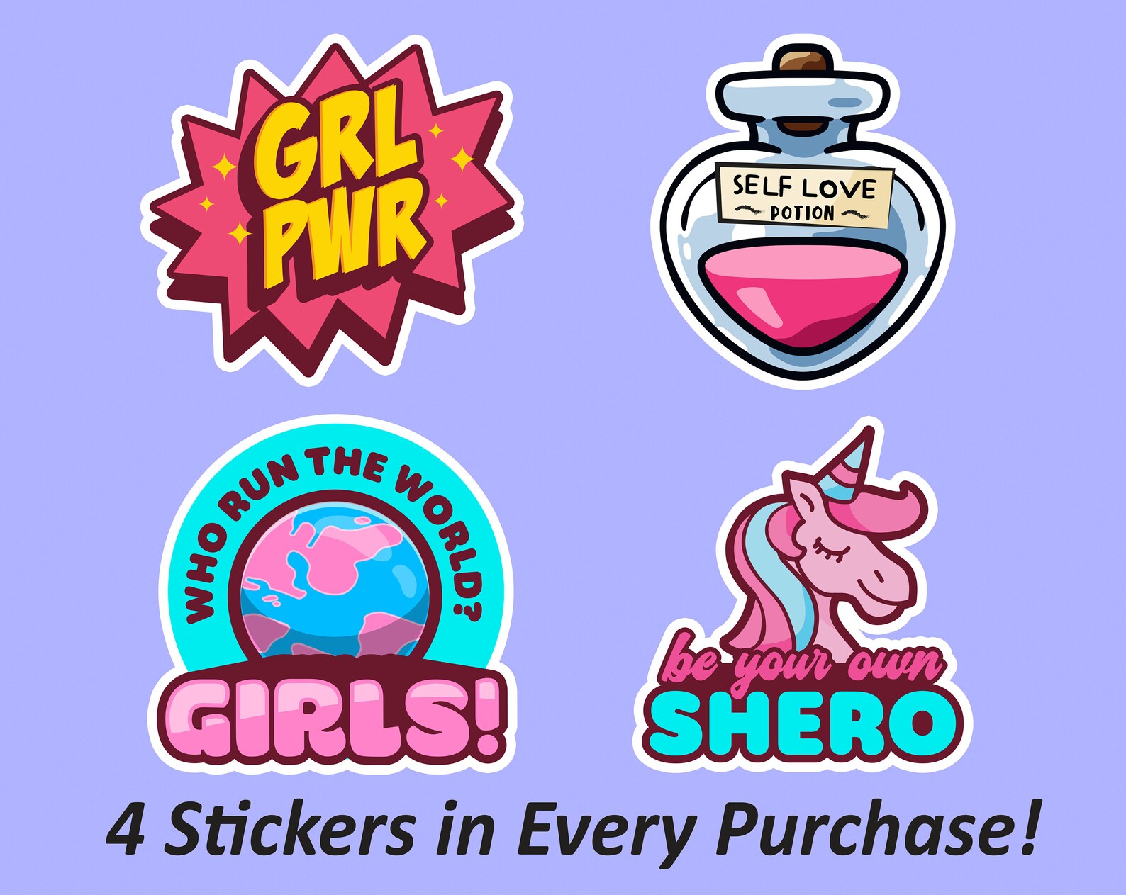 Cute Self Love Stickers Women's Rights Sticker Pack - Etsy