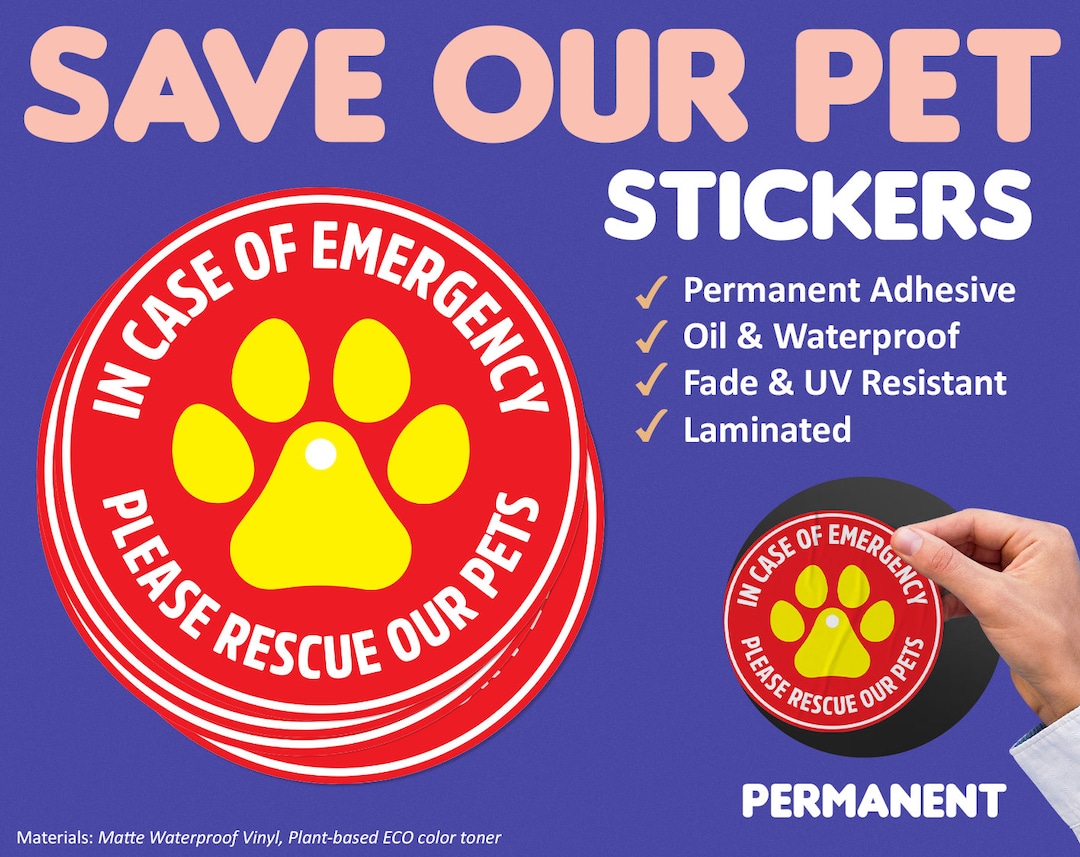 Pet Safety Sticker | Pet Emergency Rescue Sticker, in Case of Emergency ...