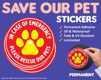 Pet Emergency Rescue Sticker, Save Our Pets, in Case of Emergency, Pet ...