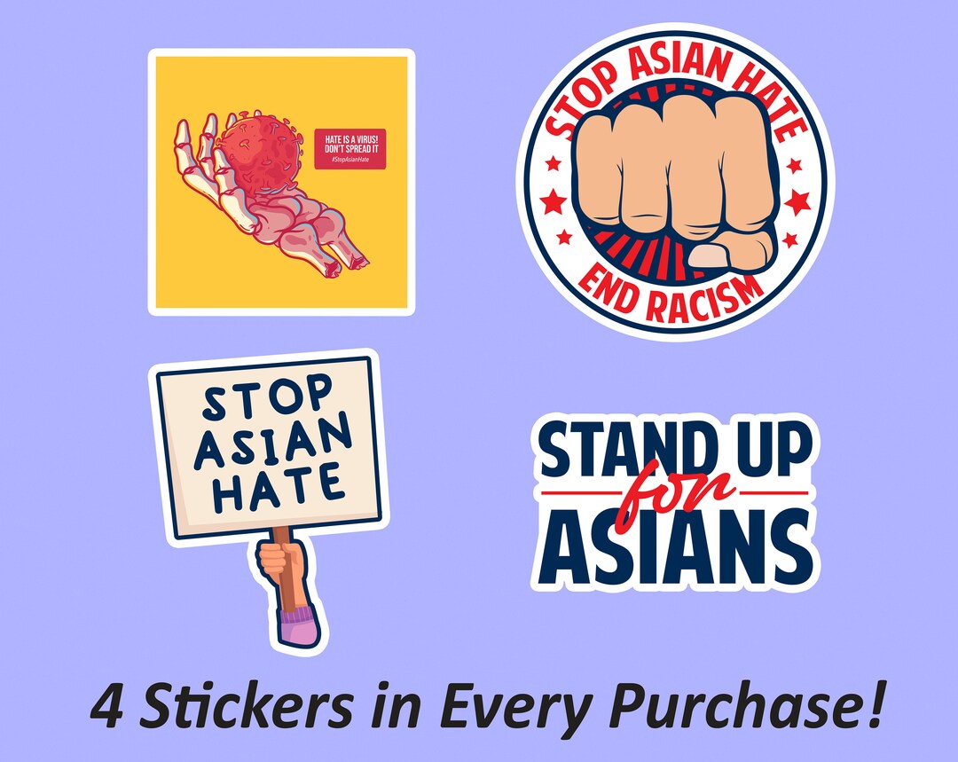 Stop Asian Hate, End Racism Sticker Set | Stop Asian American Hate ...