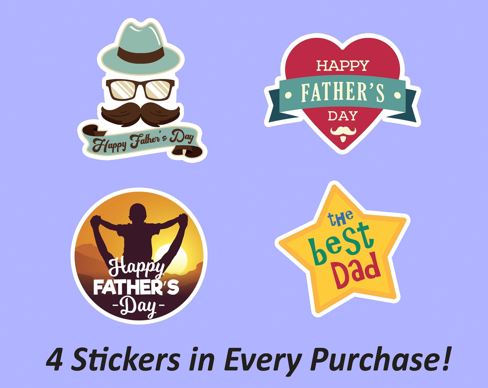 Happy Father's Day Sticker Set Papa Day Bumper Sticker - Etsy