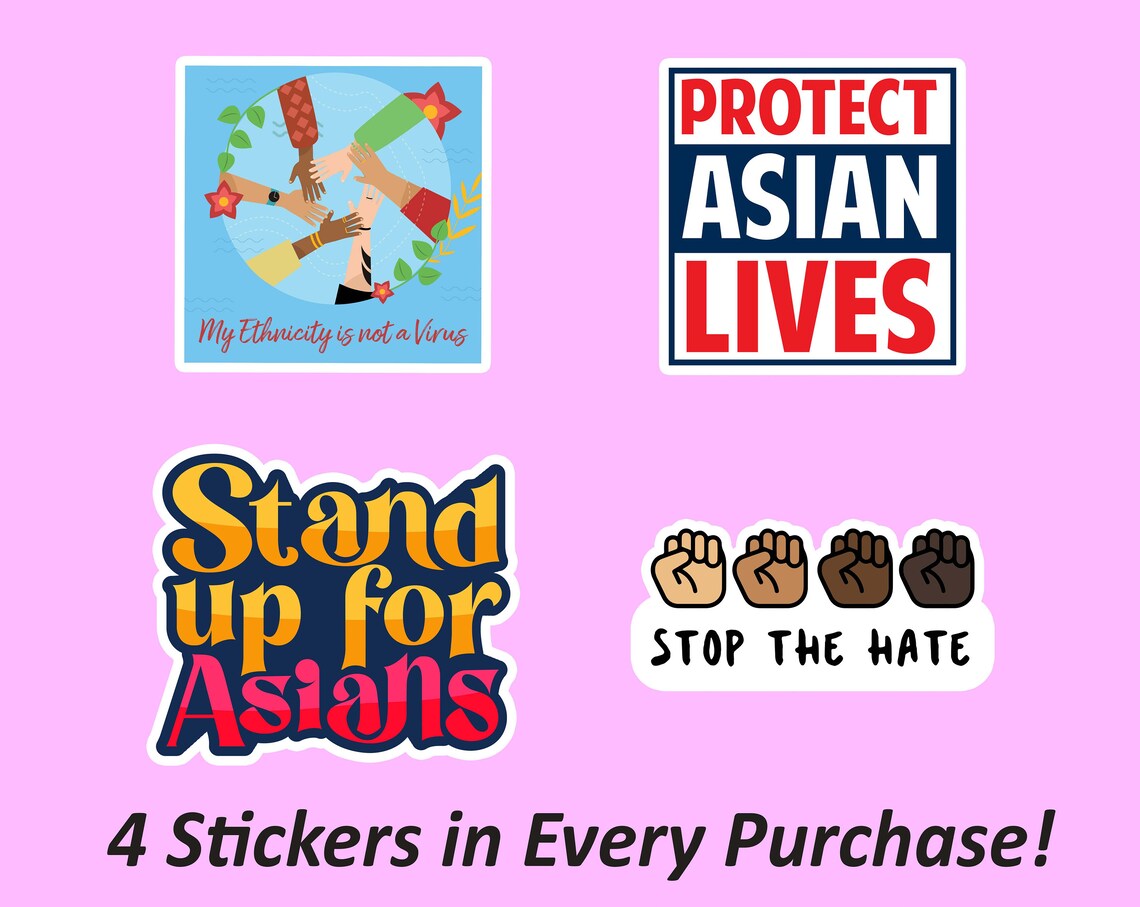 Stop the Hate Stickers Set Racism is A Virus Asian Lives - Etsy