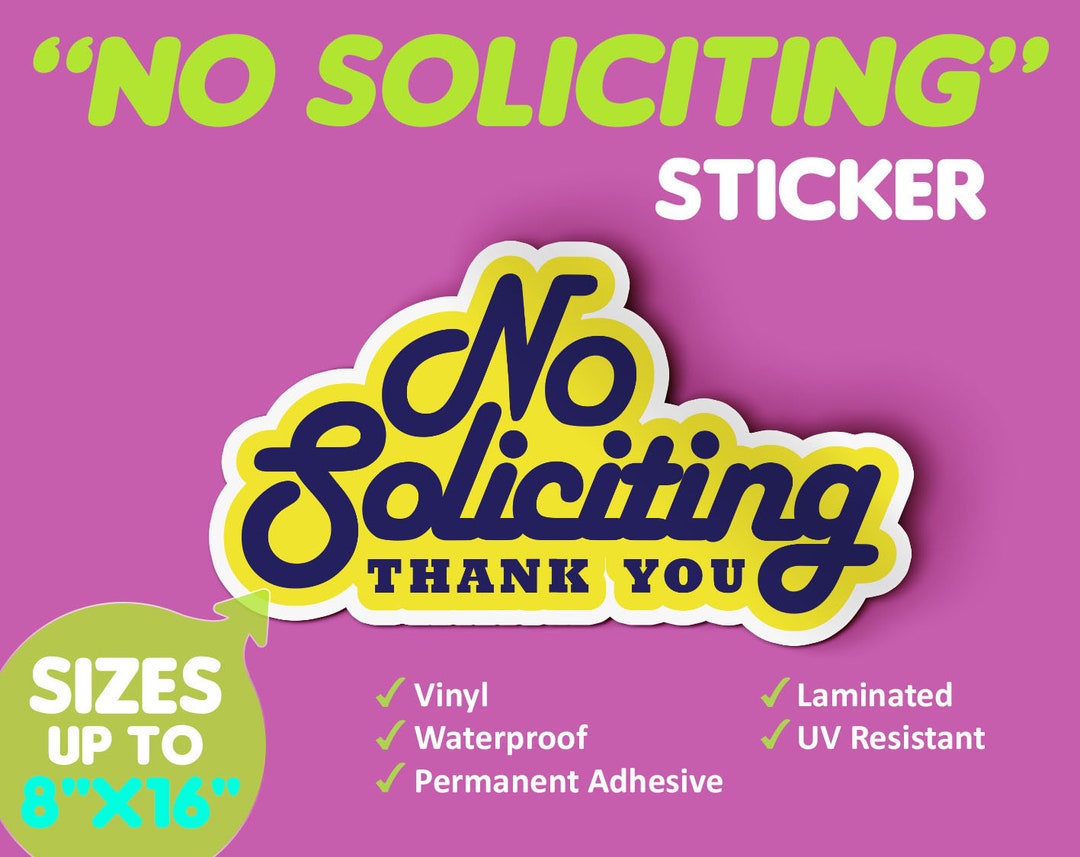 No Soliciting Sign Sticker, Vinyl Decal, No Soliciting Decal, Door ...
