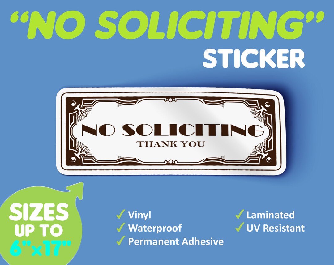 No Soliciting Decal, Door Decal, No Soliciting Sticker, Window Decal ...