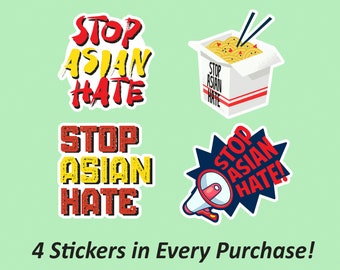 Stop Asian Hate Stickers Bundle Stop Discrimination Stickers, Asian ...