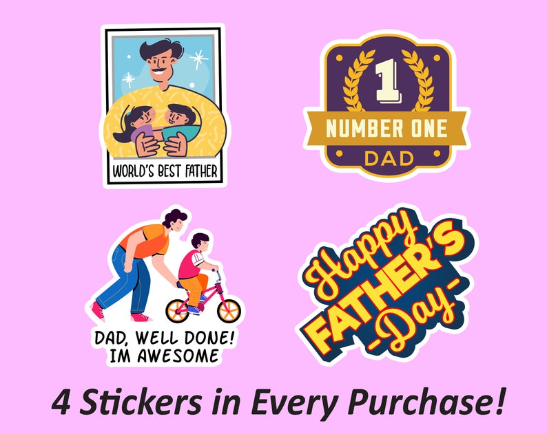 Happy Father's Day Stickers Pack Father and Son Sticker - Etsy
