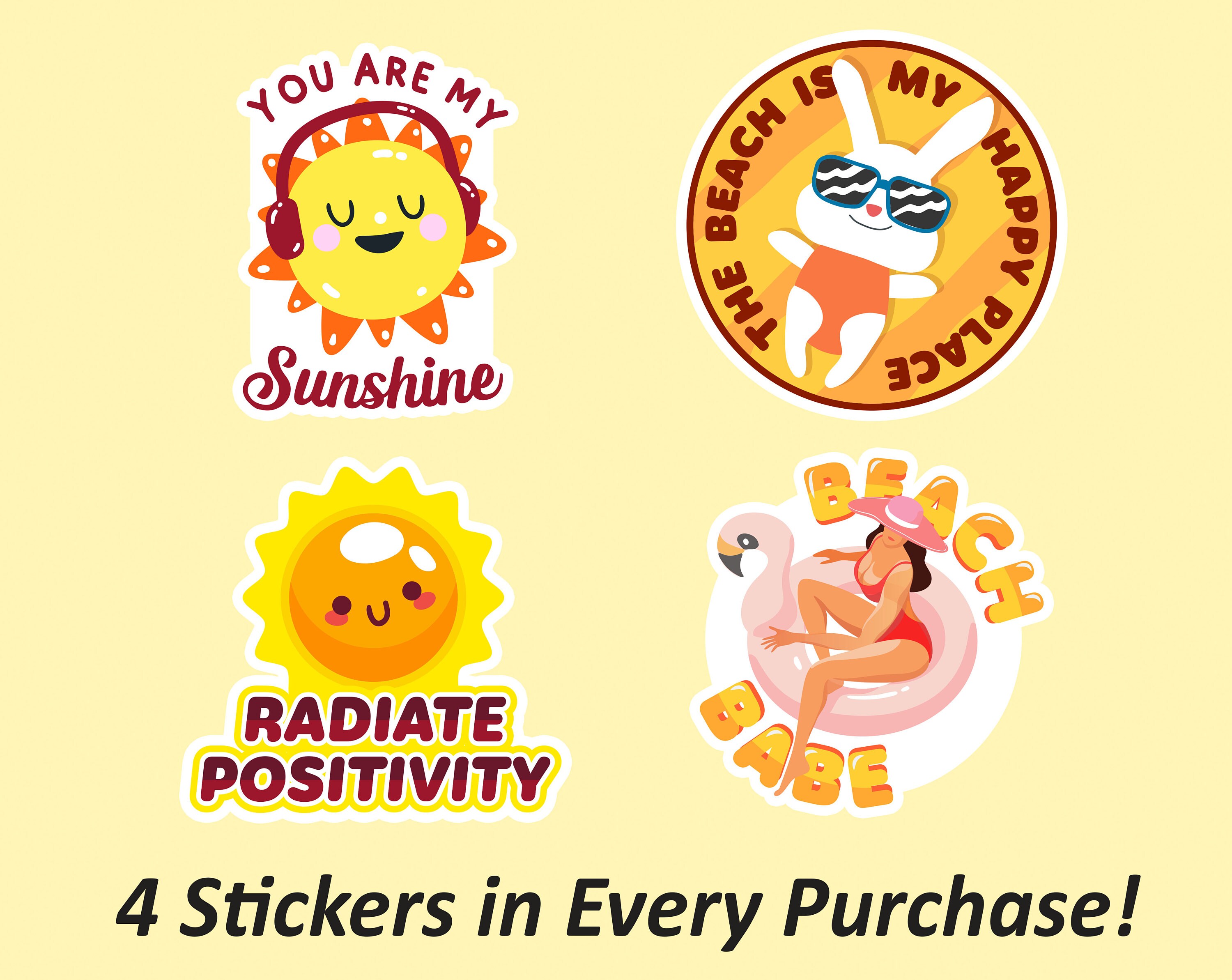 The Beach is My Happy Place Sticker Set Beach Sticker | Etsy