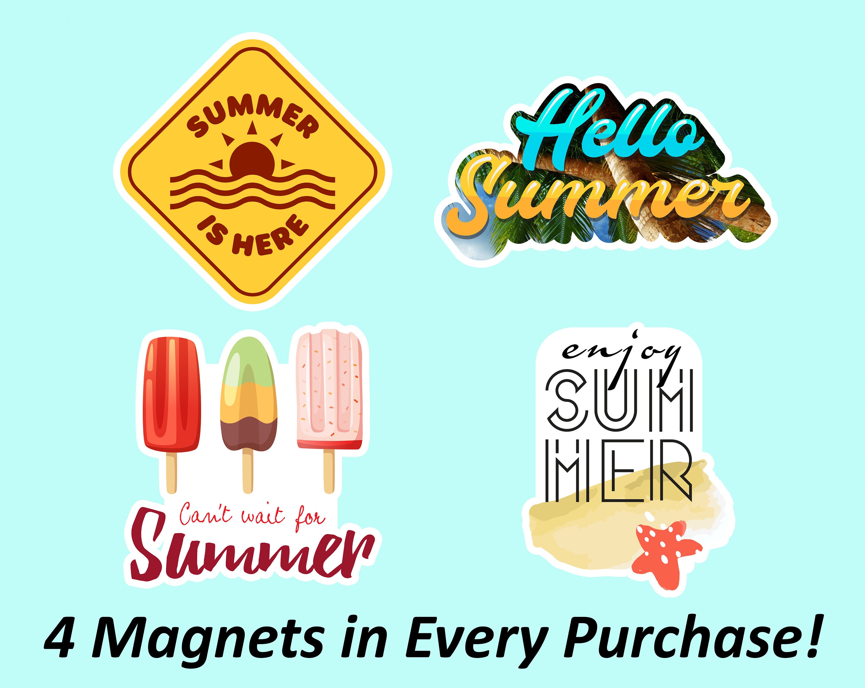 Refrigerator Magnets Summer Waterproof Fade Resistant Magnets Sweet ...
