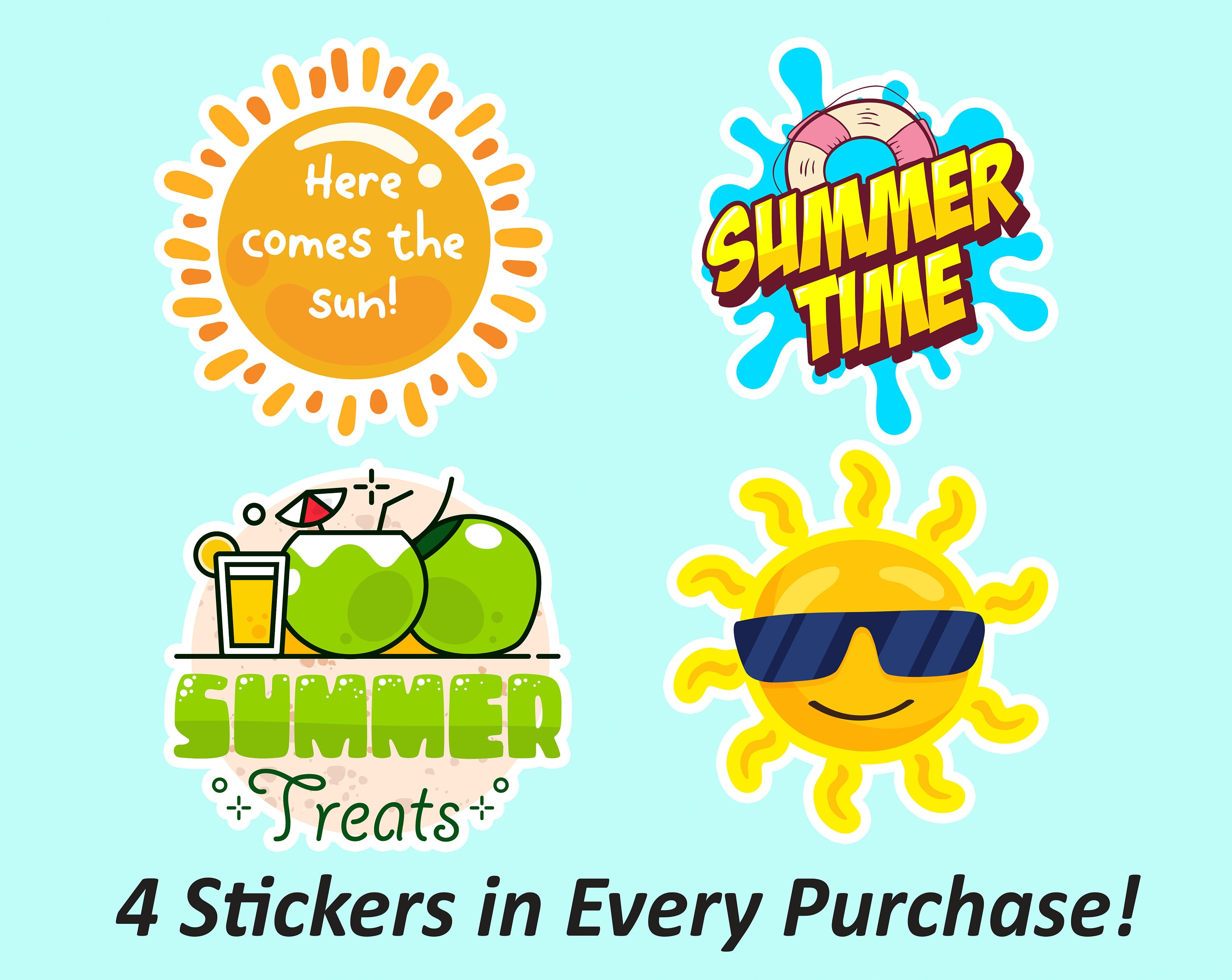 Summer Vibes Sticker Pack Aesthetic Stickers Beach Art | Etsy