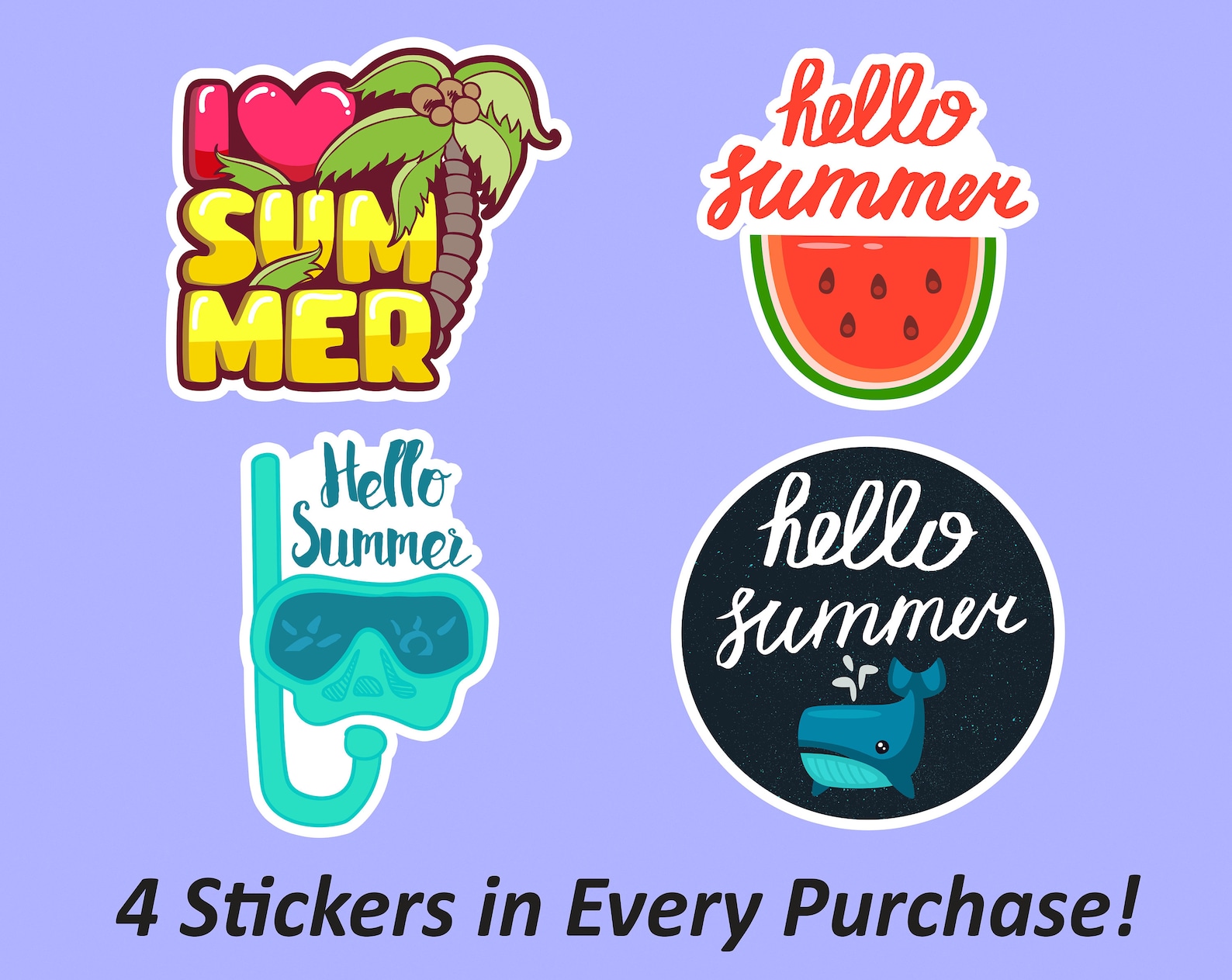 Hello Summer Sticker Set Süße Sticker, Summer Vibes, Beach Waves ...