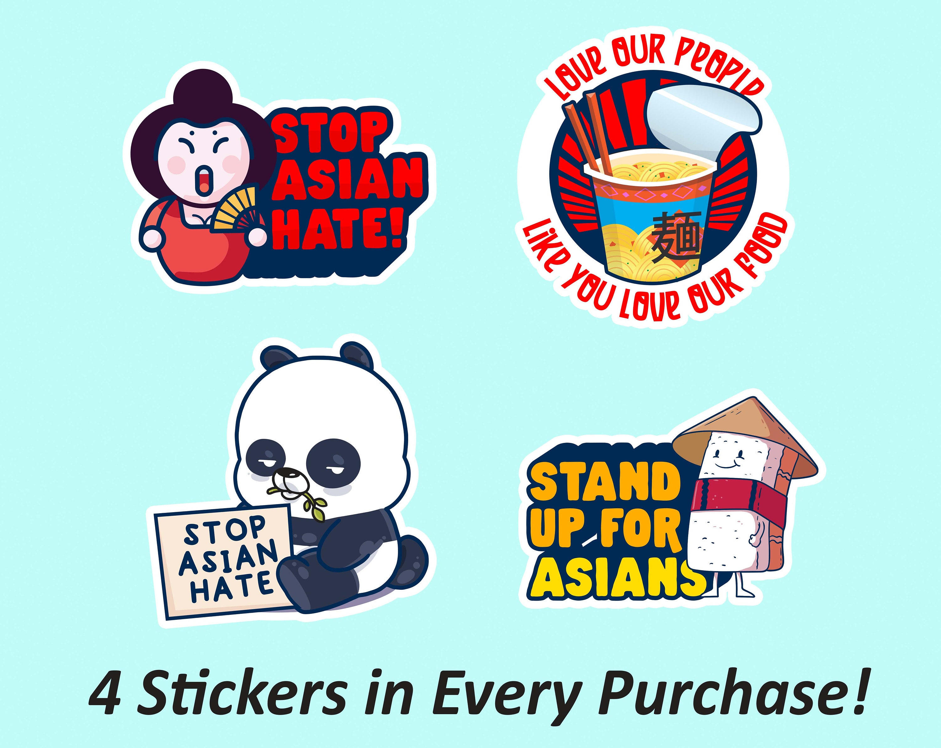 Stop Asian Hate Car Stickers Pack Stop Racism Journal - Etsy