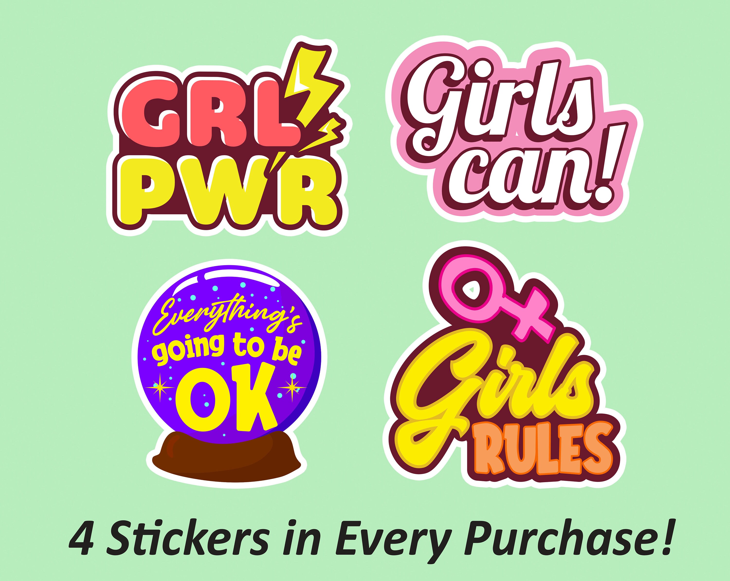Girls Rule Sticker Bundle Empowered Woman Stickers Cool | Etsy
