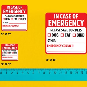 Pet Emergency Rescue Sticker, Save Our Pets, in Case of Emergency, Pet ...