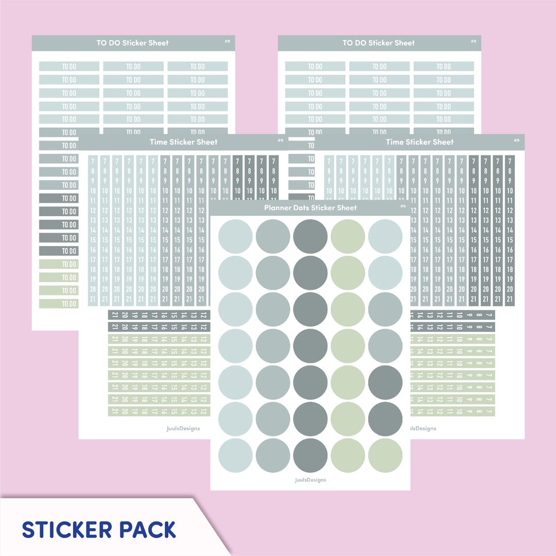 Planner Sticker Pack Gray, to Do Stickers, Timebar Stickers, Dot ...