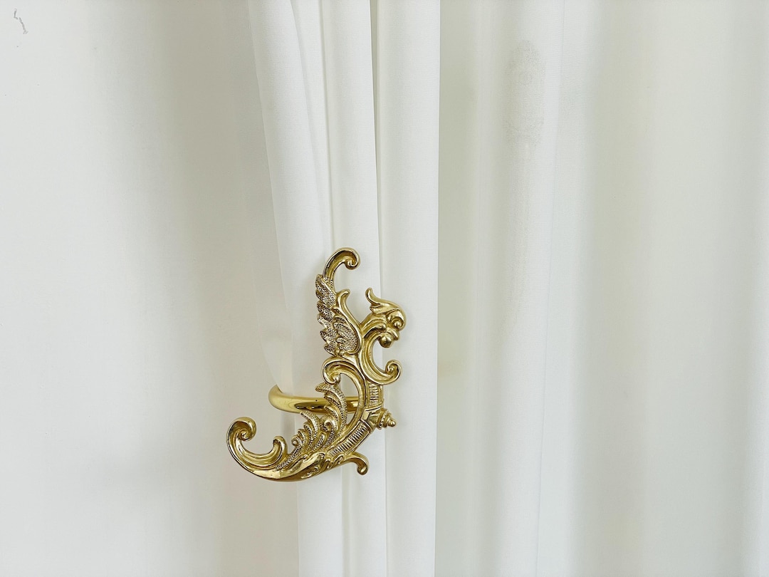 Handmade Solid Brass Curtain Tieback ,drapery Antique Gold Holdbacks ...