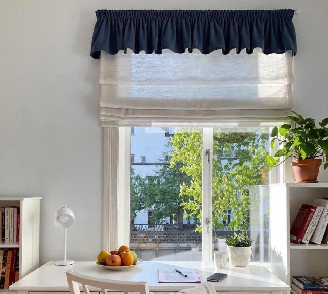 Custom Roman Shades With Chain Mechanism, Roman Shade With Ruffled ...
