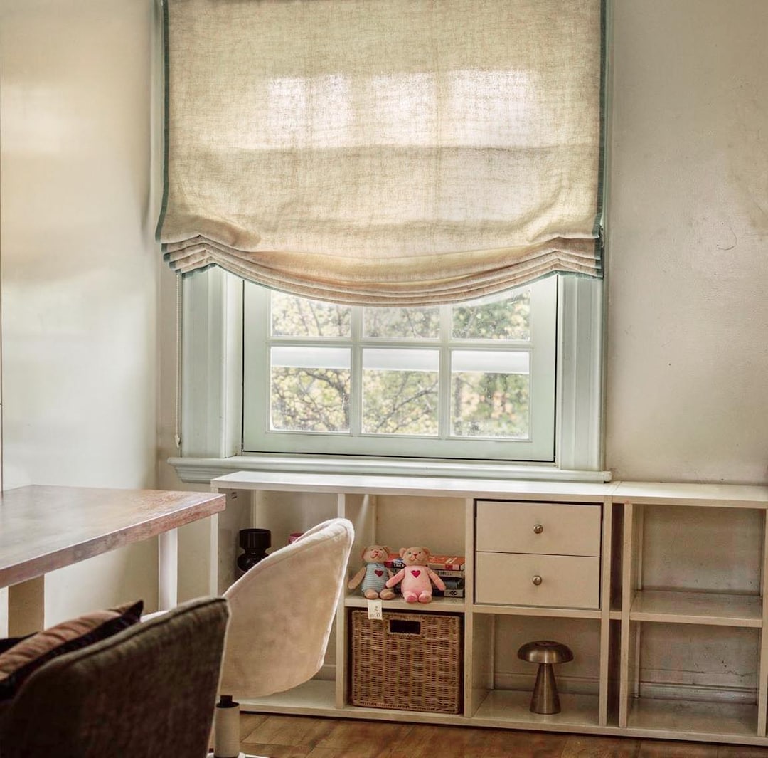 40 Colors,100% Linen Custom Soft Roman Shades With Chain Mechanism ...