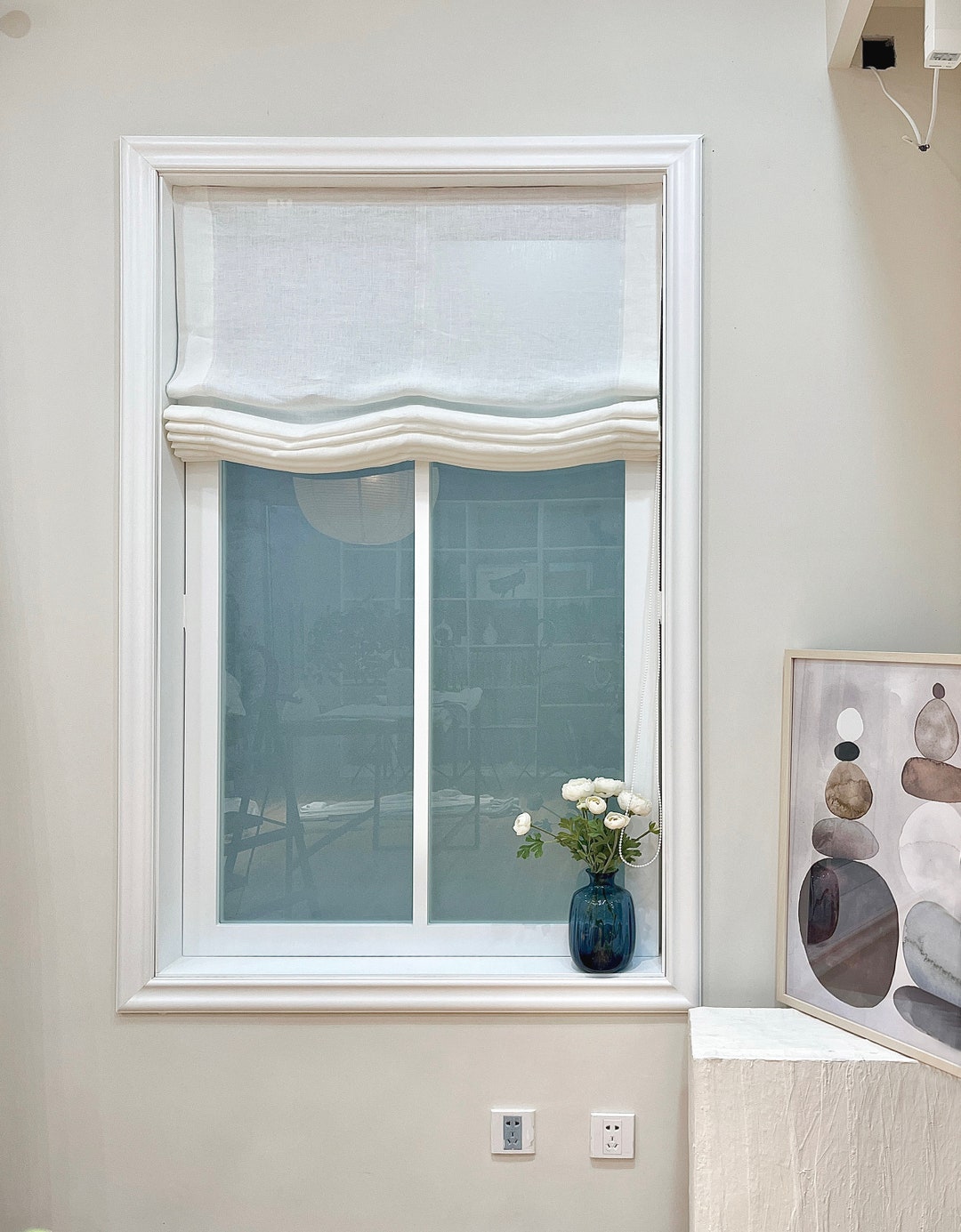 40 Colors,100% Linen Custom Soft Roman Shades With Chain Mechanism ...