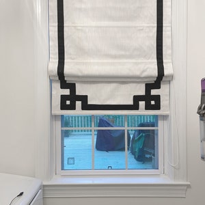 85 Colors Custom Roman Shades With Chain Mechanism, Greek Key Border ...