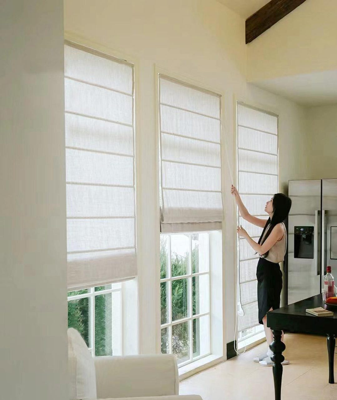 85 Colors Custom Roman Shades With Chain Mechanism, True White Roman ...