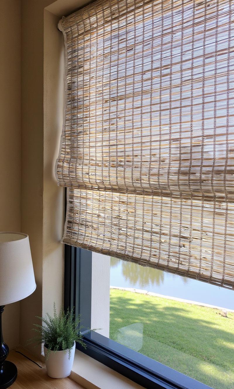 100% Jute Custom Roman Shades With Cord, Roman Shade With Valance ...