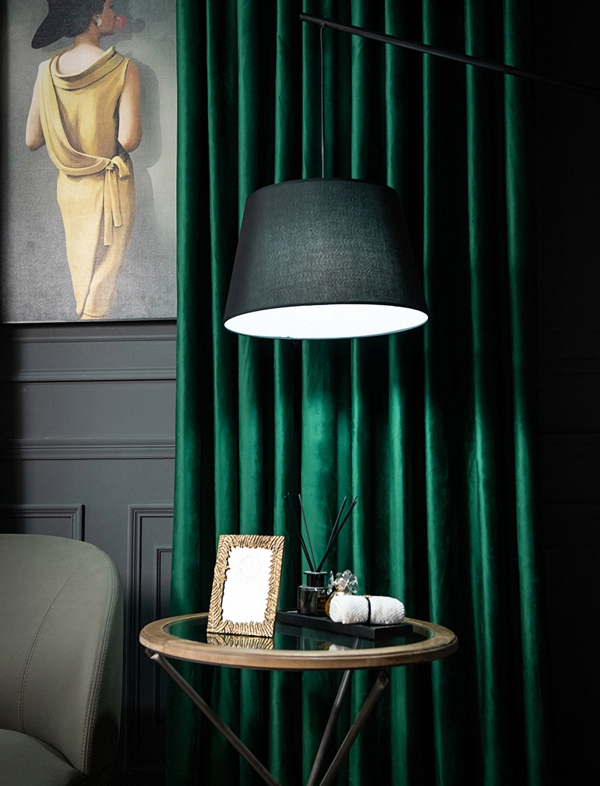 82 Colors,30-49,a Pair of Emerald Green Velvet Curtains , Living Room ...