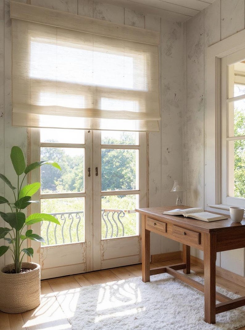 100% Ramie off White Custom Roman Shades With Cord, Roman Shade With ...