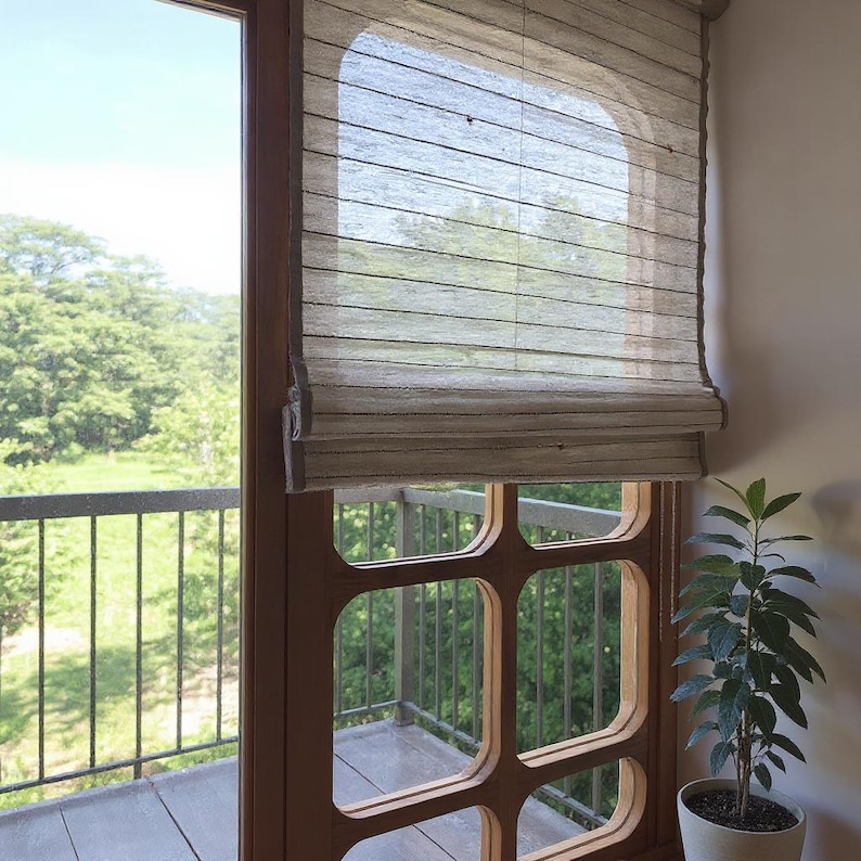 Linen Custom Roman Shades With Cord, Roman Shade With Valance, Luxury ...