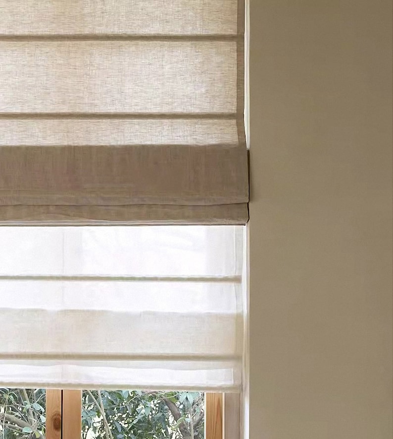 55 Colors Double Layered Roman Shade,100% Linen Custom Roman Shades ...