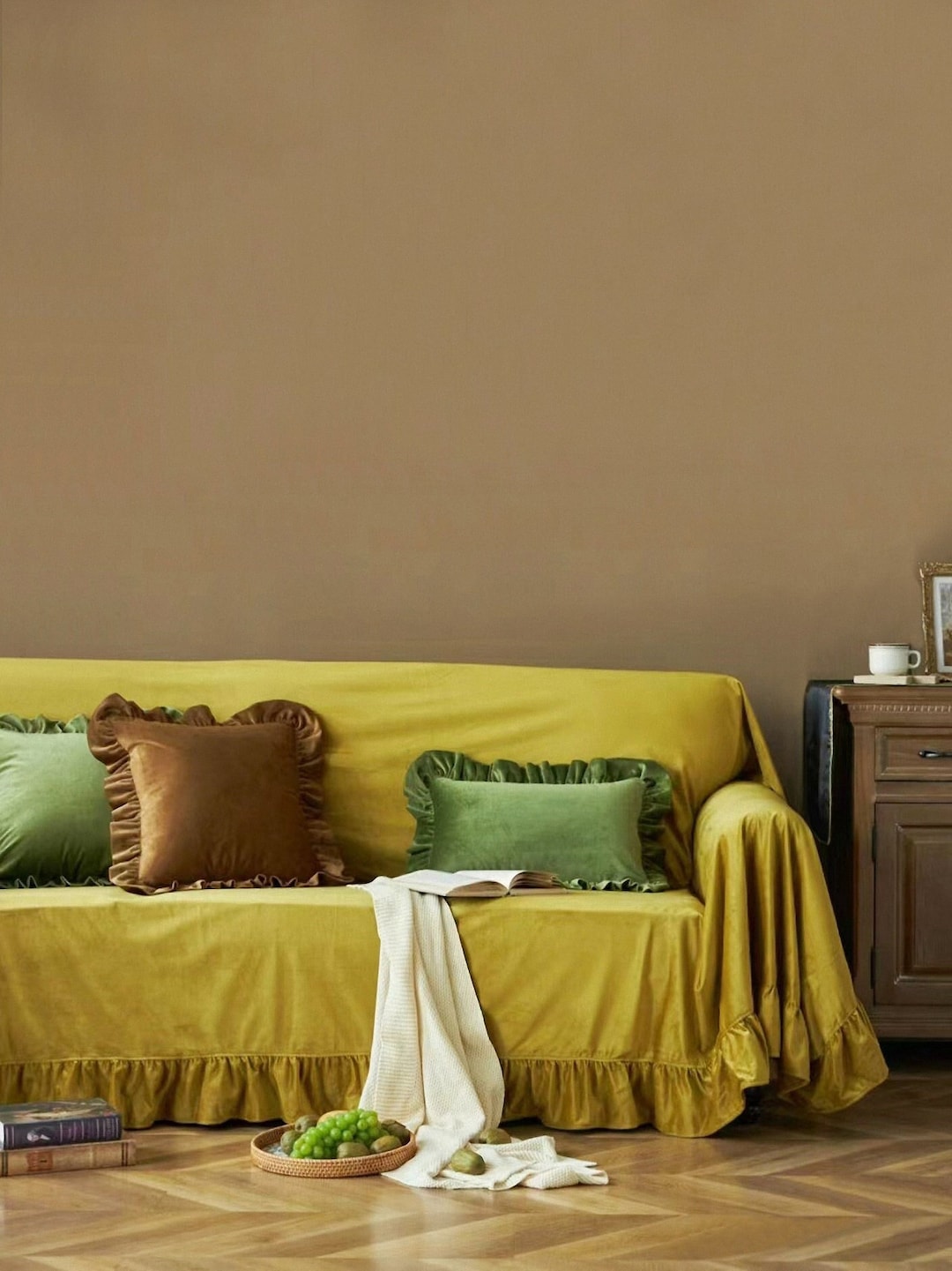 Hundreds of Colours, Any Size, Gold Sofa Slipcover, Velvet Couch Cover ...