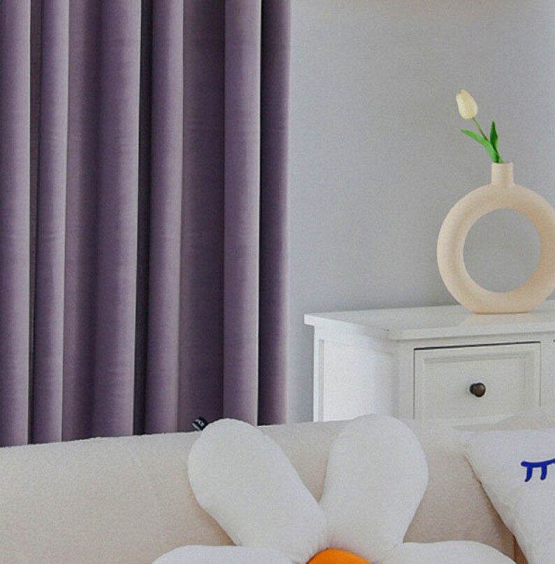 115 Colors, E43-19 A Pair of Deep Lavender Velvet Curtains , Living ...