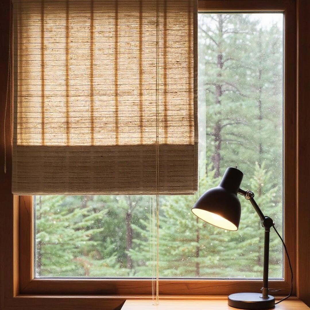90% Jute Custom Roman Shades With Cord, Roman Shade With Valance ...